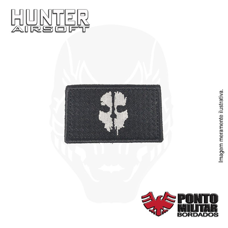Patch Ghost bordado - Ponto Militar - Hunter Airsoft
