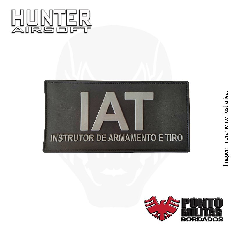 Patch IAT Instrutor de Armamento e Tiro emborrachado negativo - Ponto Militar - Hunter Airsoft
