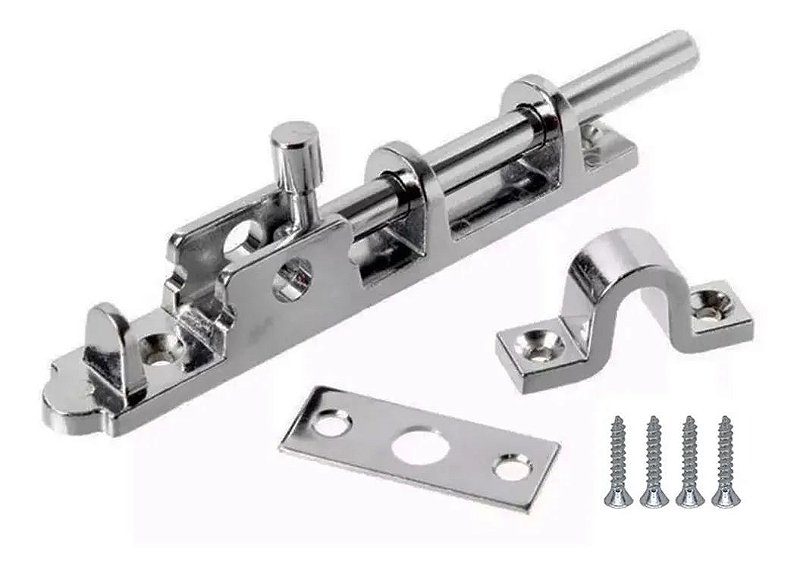 Ferrolho Trinco Fecho Fio Redondo União Mundial Cromado 12cm - Polifer ...