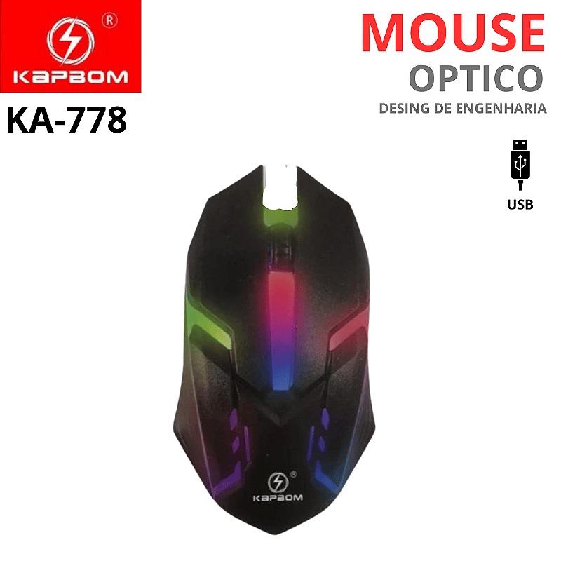 MOUSE GAMER KAPBOM COM FIO RGB MU018 - Support Informática