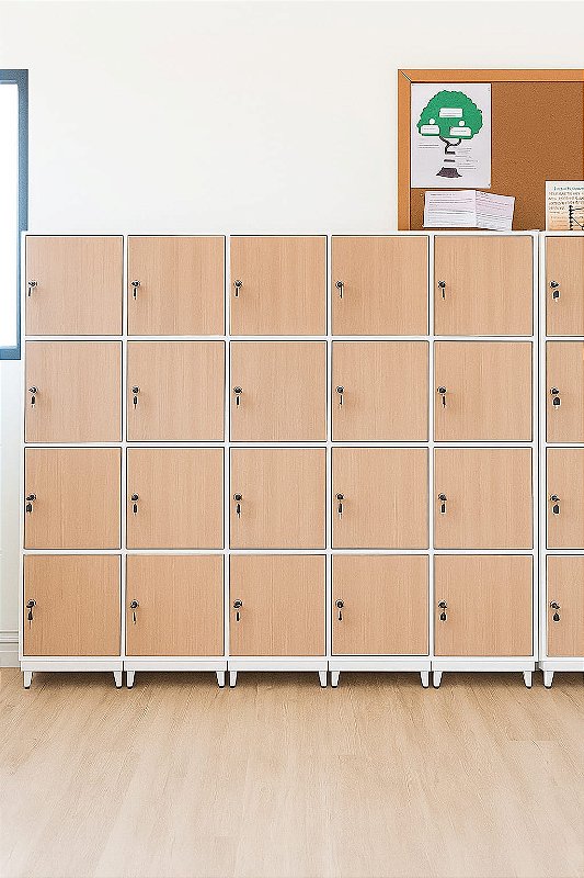Armário Locker modular madeira - Móveis corporativos