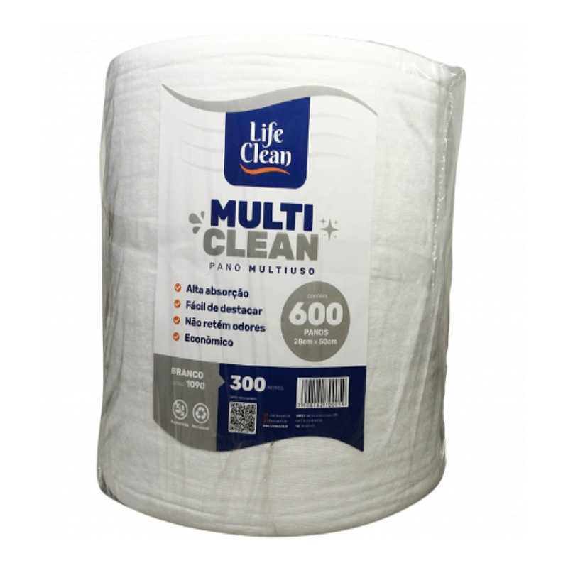 Pano Multiuso Branco 28cmx300m com 600 Panos | Life Clean - Sitolino ...