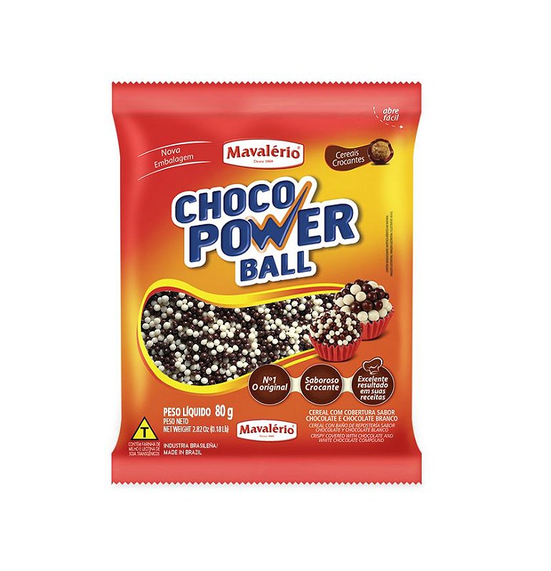 Choco power ball micro sabor chocolate e chocolate branco 80g - Mavale ...