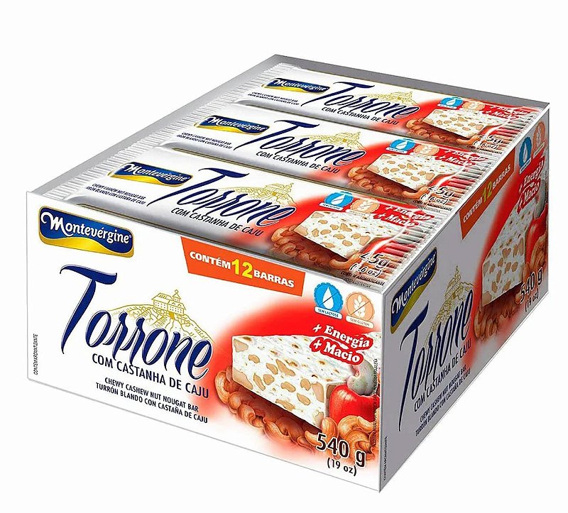 Torrone com Castanha de Caju - 12 unidades de 90g - Montevergine ...