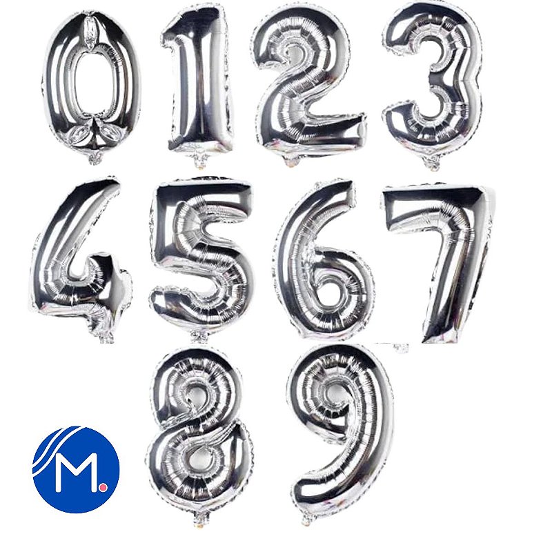 Balão de Número Metalizado Prata 75 cm | Fest Way - Mercadoce - Doces ...