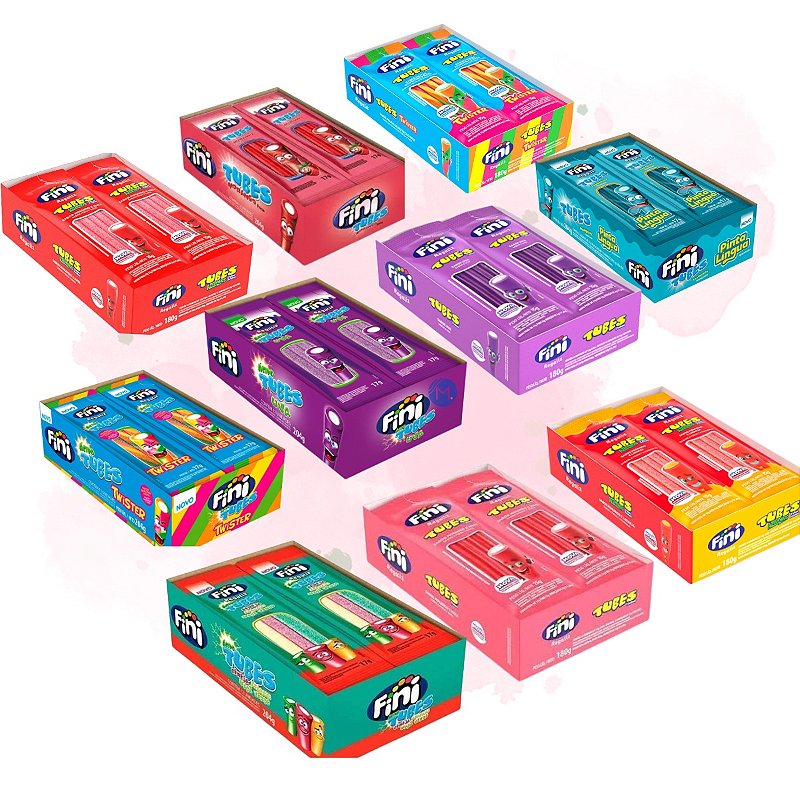 Bala Mini Fini Tubes com 12 unidades de 15g | Escolha o Sabor | Compre ...