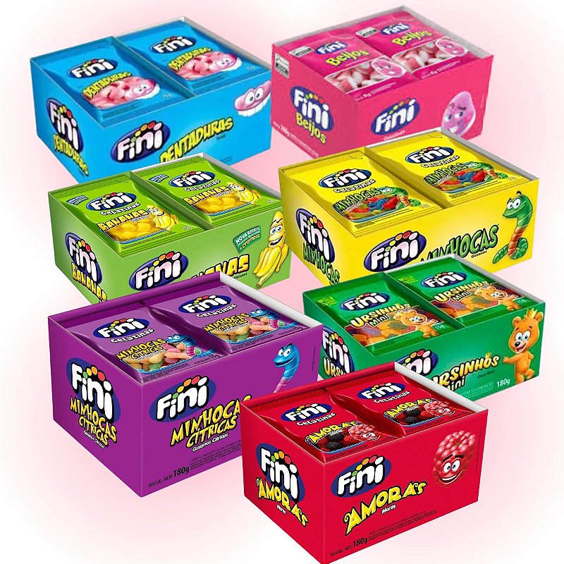 Bala Mini Fini com 12 unidades de 15g | Escolha o Sabor | Compre na Me ...