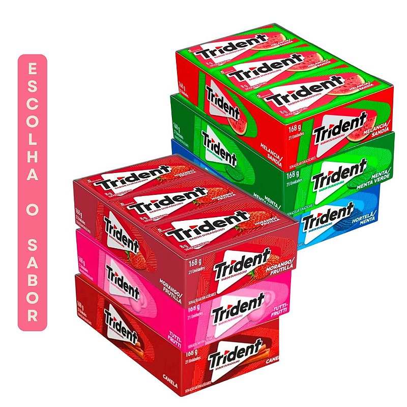 Trident Goma de Mascar Display com 21 unidades | Escolha o Sabor | Com ...