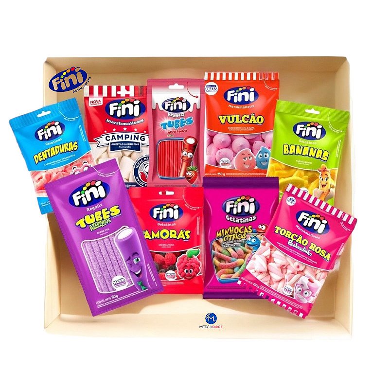Kit Caixa 9 Doces Fini Pedidos da Semana na Mercadoce Seleção de Doces ...