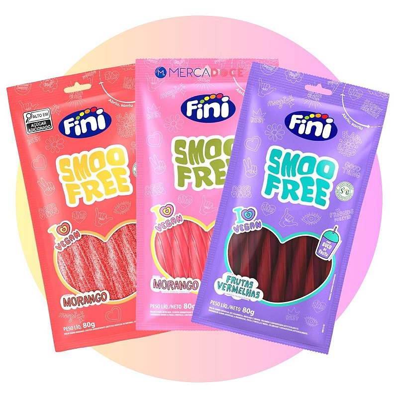 Bala Fini Tubes | Smoo Free Vegano | 80g | Escolha o sabor - Mercadoce ...