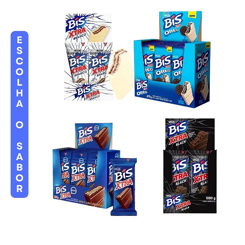 Caixa Bis Xtra 24 Unidades 45g Lacta – Sabores Oreo, Black, Branco e A ...
