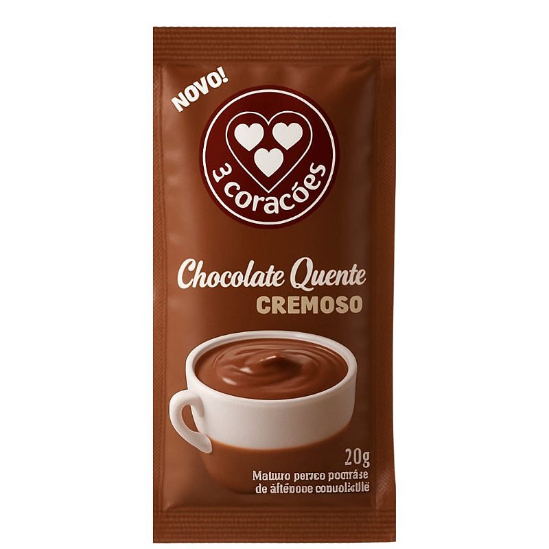 Chocolate Quente 3 Corações 20g | Sachê Individual Cremoso - Mercadoce ...