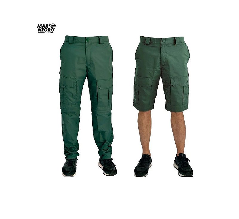 Calça Pesca Vira Bermuda Lisa Mar Negro Proteção 50uv Verde - Shop do ...