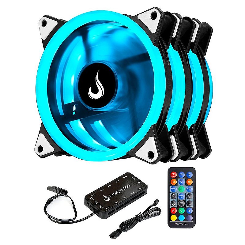 KIT COOLER RISE MODE SMART RGB COM CONTROLADORA LED 3X FANS 120MM - PC ...