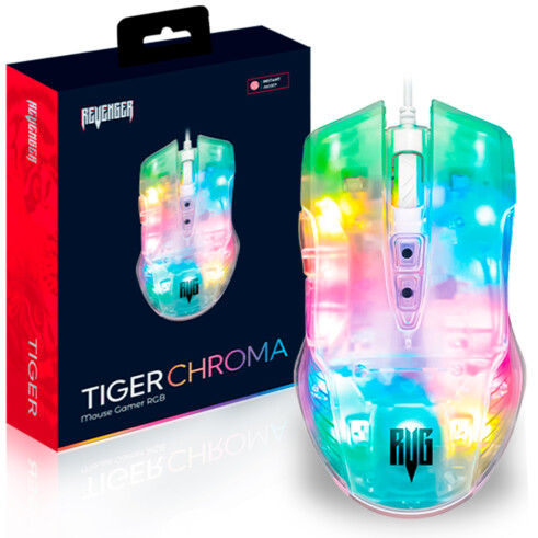 MOUSE GAMER REVENGER TIGER CHROMA MO-TGR003 3600 DPI TRANSPARENTE LED ...