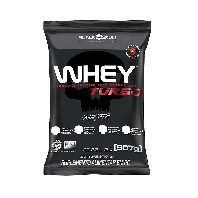 Whey Turbo Refil 907g - Black Skull - BH Suplementos
