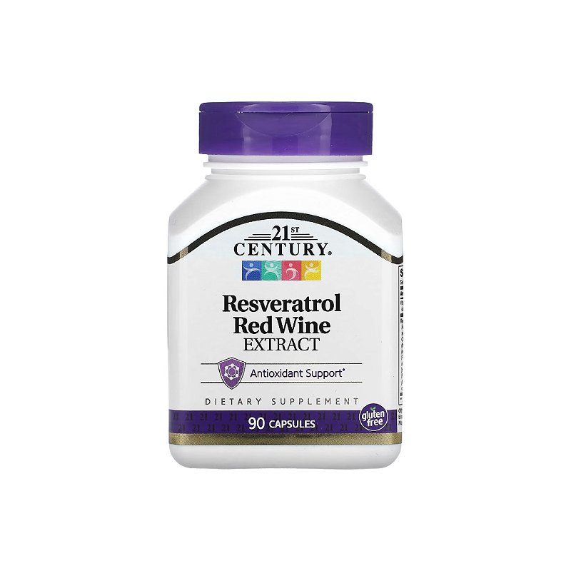 Resveratrol Red Wine Extract 90 Cápsulas - 21st Century - BH Suplementos