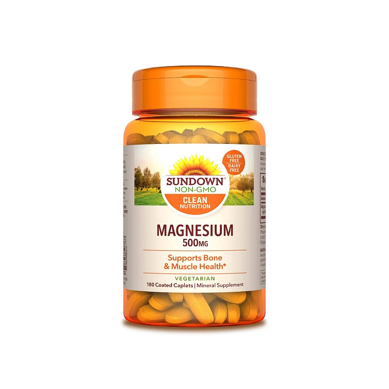 Magnesium 500mg (Magnésio) 180 Caplets - Sundown Naturals - BH Suplementos