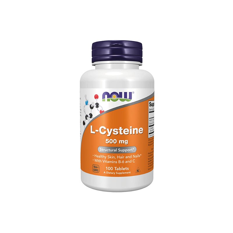 L-Cysteine (Cisteína) 500mg com Vitamina B6 e C 100 Tabs - Now Foods ...