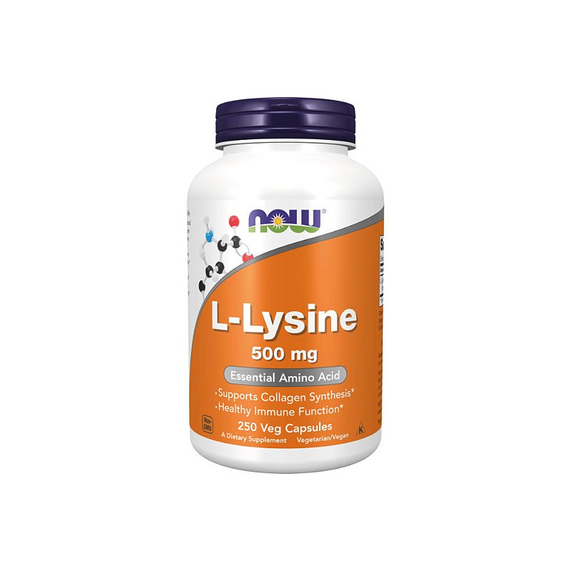 L-Lysine 500mg 250 Veg Cápsulas (L-Lisina) - Now Foods - BH Suplementos