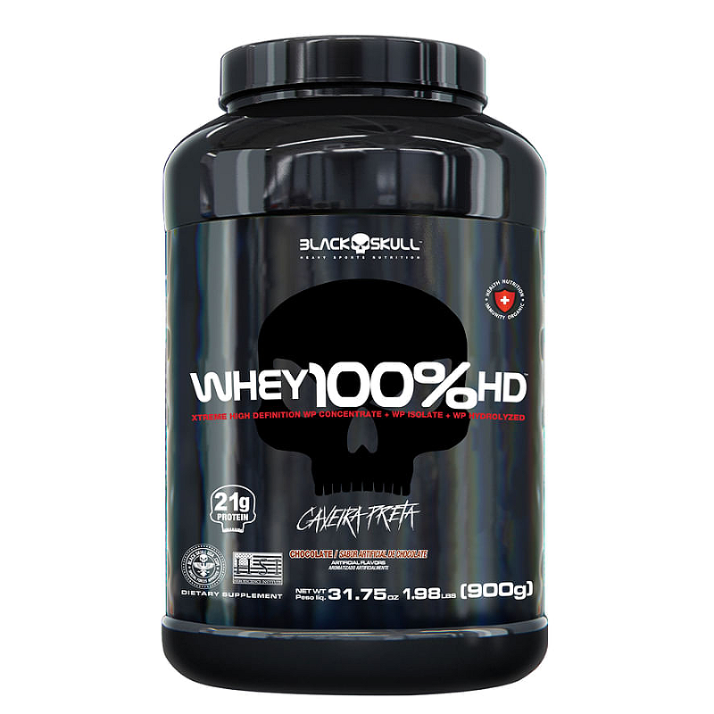 Whey 100% HD 900g Black Skull: Proteína Premium de alta qualidade ...