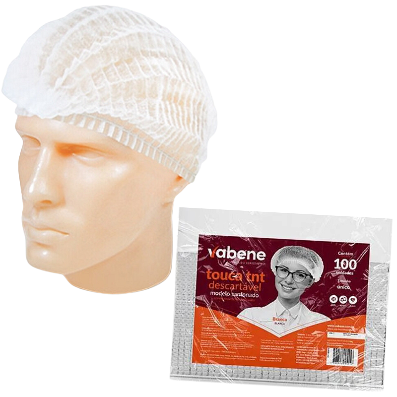 Touca Tnt Branca Sanfonada 100Und Vabene - Tripmar | Tripas e Condimentos
