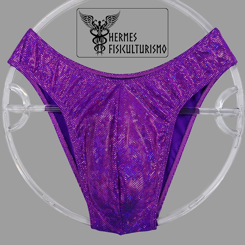 Sunga Bodybuilder Roxa Holográfica - Corte IFBB - Hermes Fisiculturismo