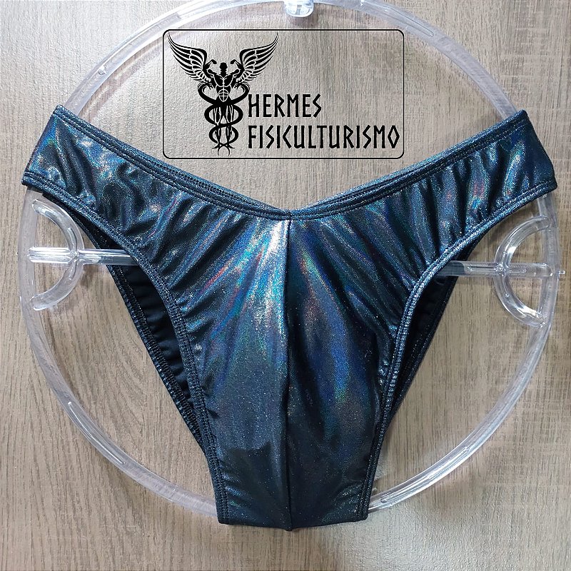 Sunga Bodybuilder Preta Camaleão - Corte IFBB - Hermes Fisiculturismo