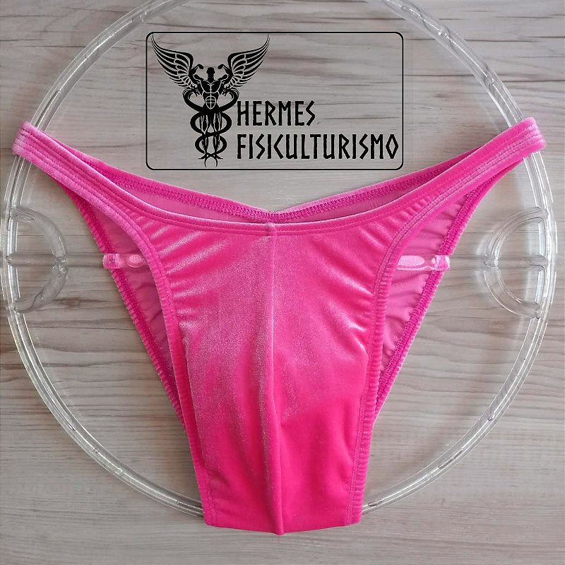 Sunga Bodybuilder Rosa em Veludo - Corte Pró - Hermes Fisiculturismo