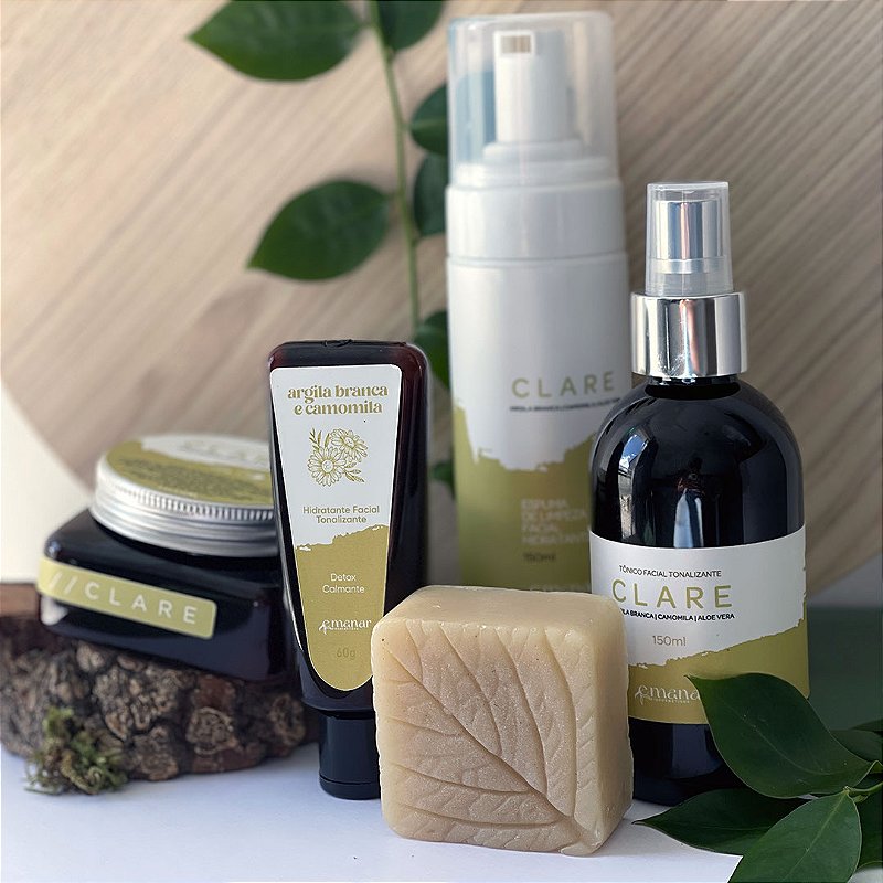 kit cuidados facial clare - Emanar Biocosméticos Naturais e sustentáveis