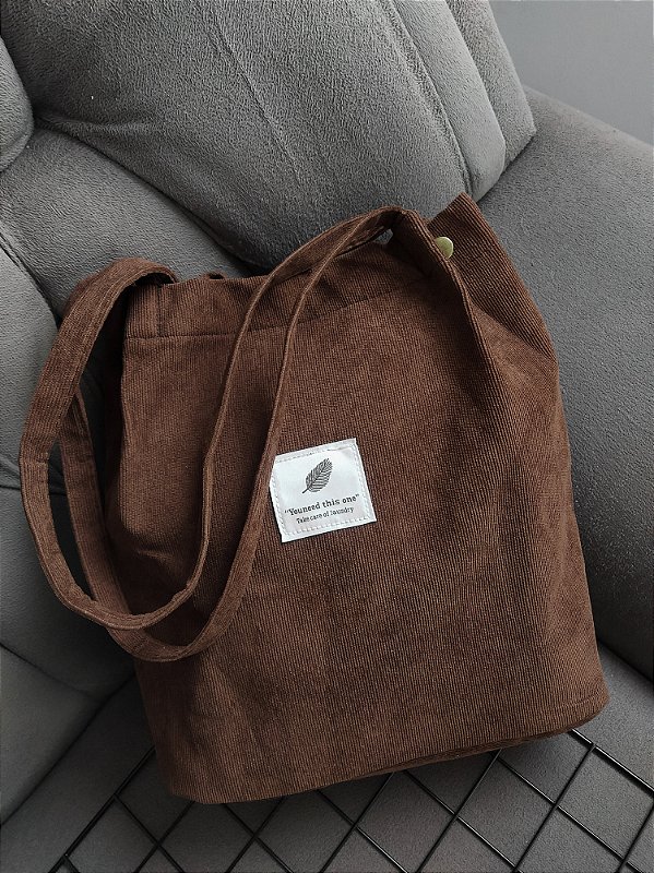 Bolsa ecobag em veludo - Marrom - Ponto Girl Store