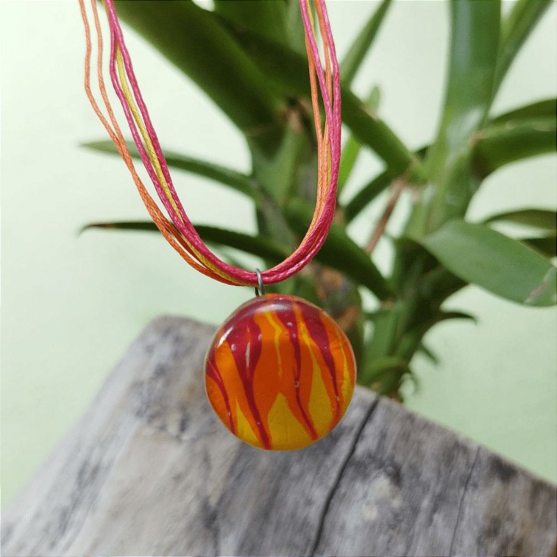 Colar Difusor Aromático Artesanal de Vidro Quatro Elementos - Fogo ...