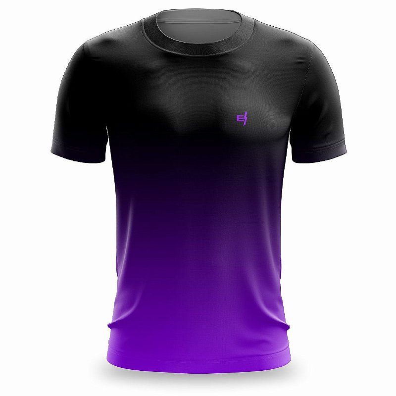 Camiseta Fitness Masculina Preto Roxo - EFECT