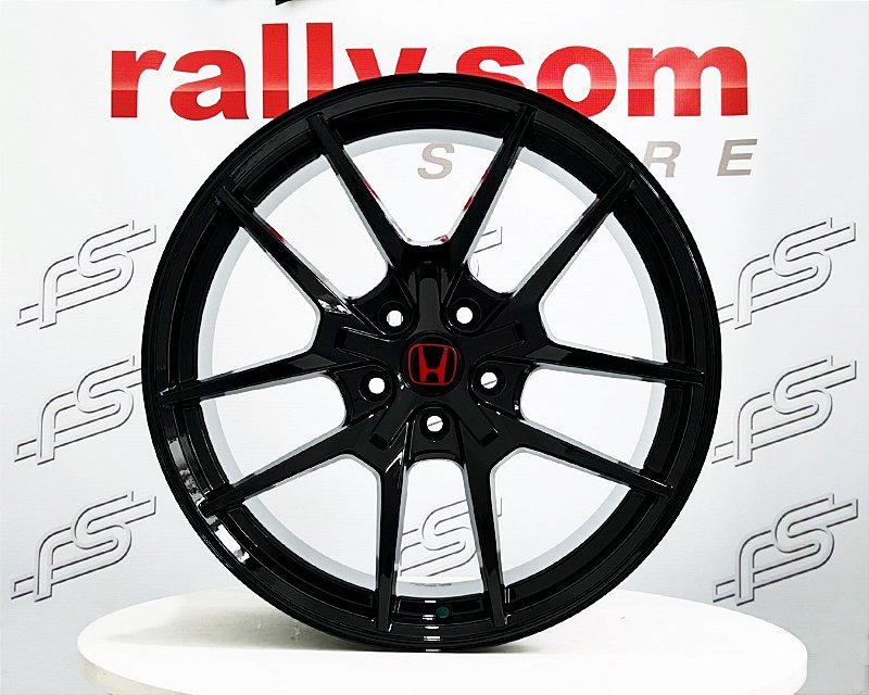 Jogo de Roda Honda Type R Preto Brilhante 5x114 - 19x8,5 Offset 40 - Rally Som Store | Rodas de ...