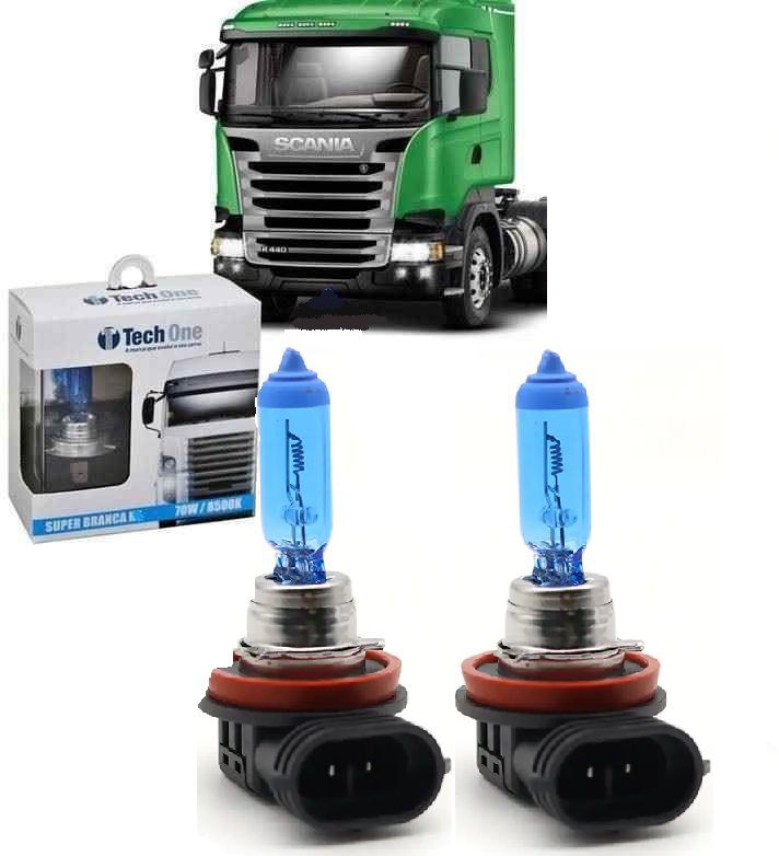 PAR LAMPADA SUPERBRANCA 24V TECHONE ACRILICO H11 70W - MFL ACESSORIOS LTDA