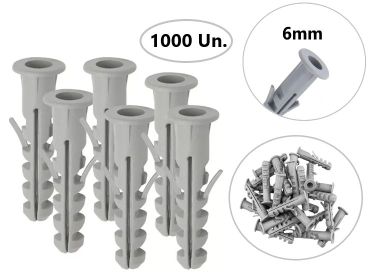 KIT 1000 BUCHA PLASTICA 6MM COM ABA ANEL ALVENARIA CONCRETO - MFL ...