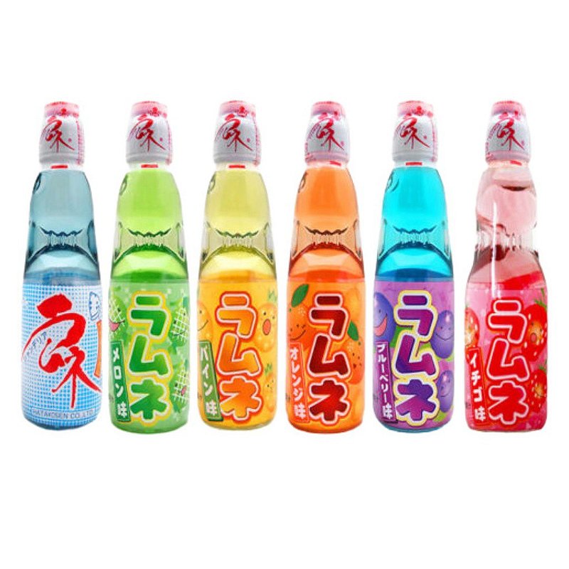 BEBIDA GASEIFICADA RAMUNE HATA SABORES LICHIA, BLUEBERRY E ABACAXI - 200ml - Miki Produtos Orientais