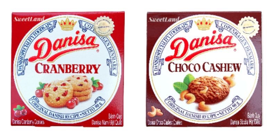 BISCOITO DANISA AMENTEIGADO NOS SABORES CRANBERRY E CHOCOLATE COM CAJU ...