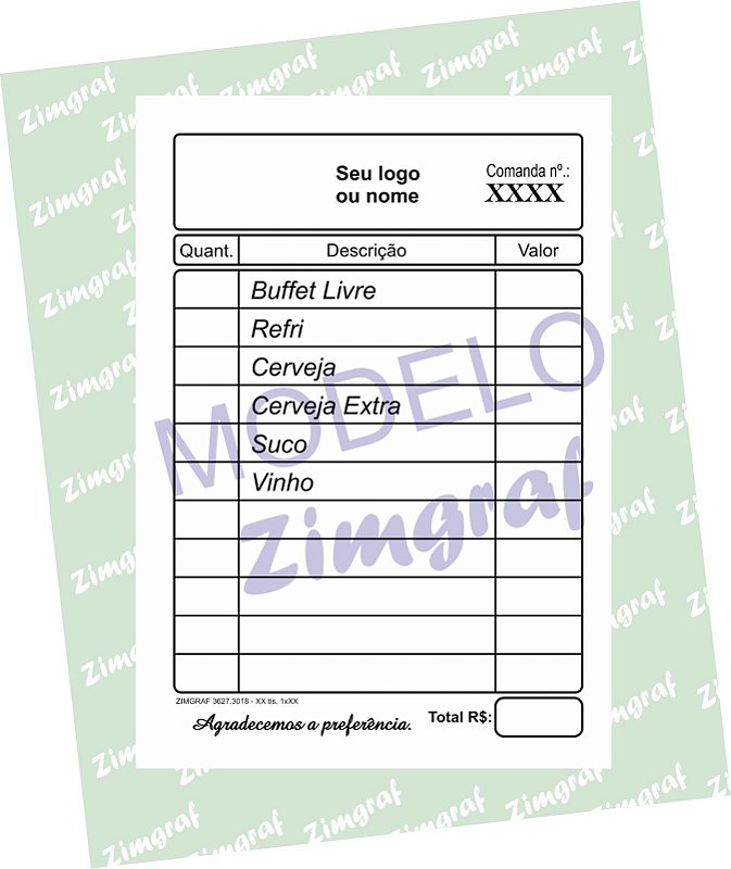 Comandas 7X10 - Modelo 1511 - Zimgraf