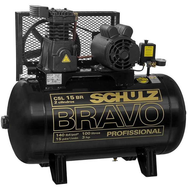 Compressor Schulz Bravo CSL 15 100L - 3HP - 140psi - Monofásico ...