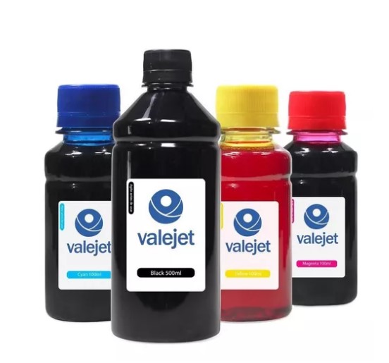 Kit 4 Tintas para Epson L121 Black 500ml Coloridas 100ml Valejet ...
