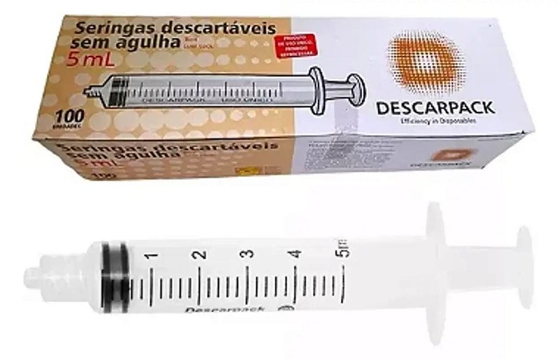 Seringa 5ml sem agulha Luer Lock caixa com 100 unidades - Produtos ...