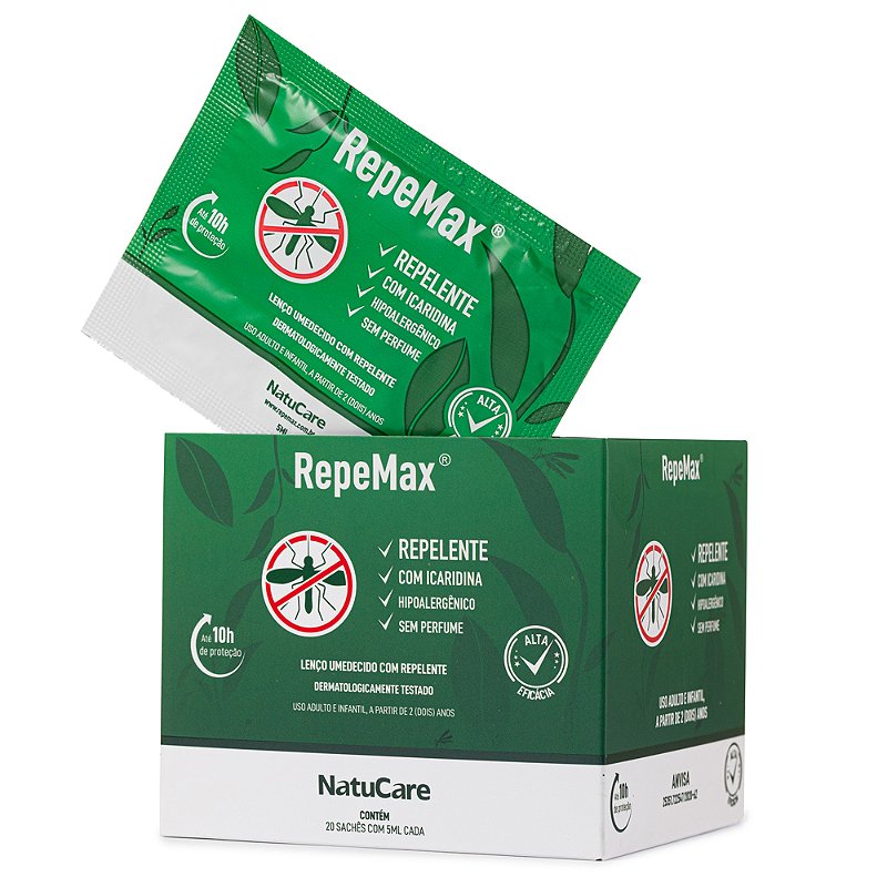 Lenço umedecido com repelente RepeMax| Repelente - NatuCare saúde e Bem ...