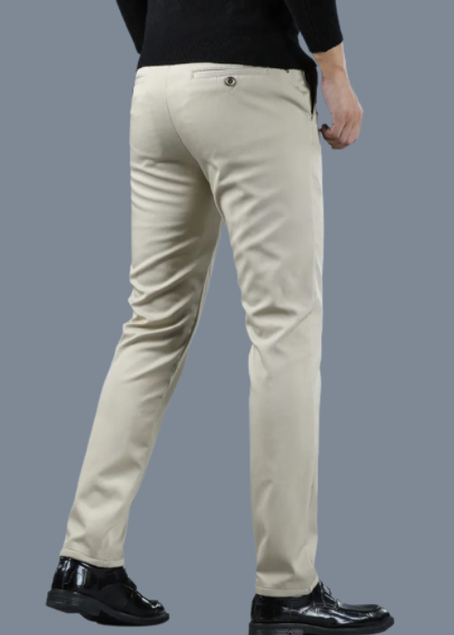Calça de Sarja Nobre Masculina slim bege claro - Ozana ternos