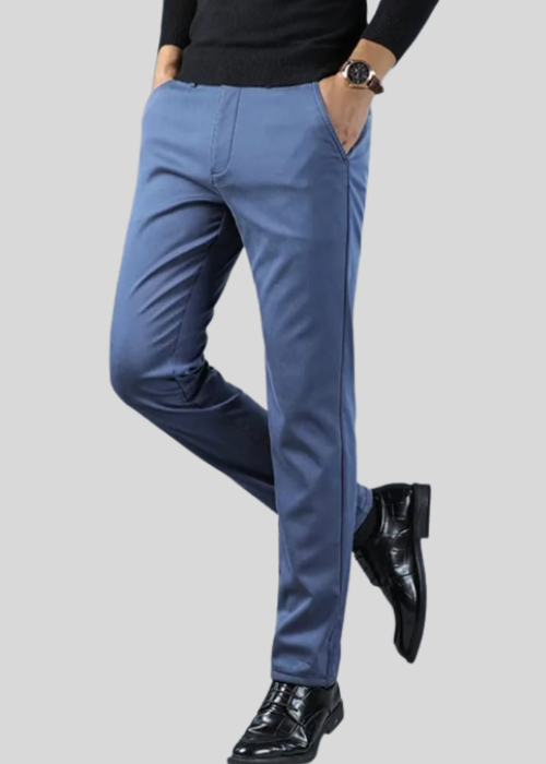 Calça de Sarja Nobre Masculina slim Azul Jeans - Ozana ternos