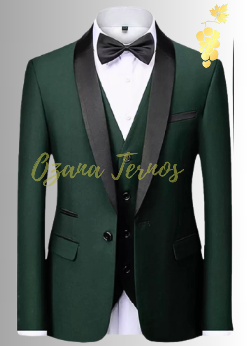 Terno noivo smoking Verde gola summer / gola shawl Preto acetinado ...