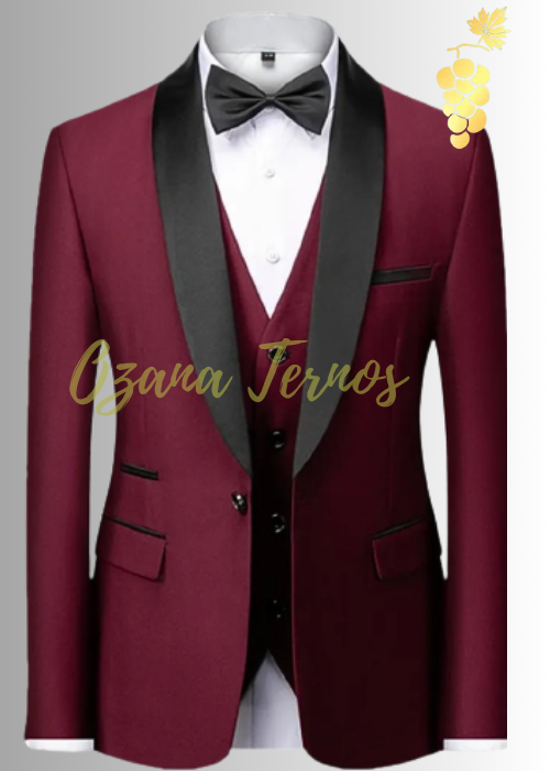 Terno noivo smoking Vinho gola summer / gola shawl - Ozana ternos