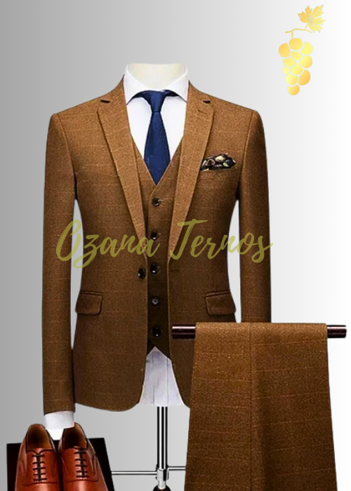 Terno slim completo marrom caramelo queimado - Ozana ternos