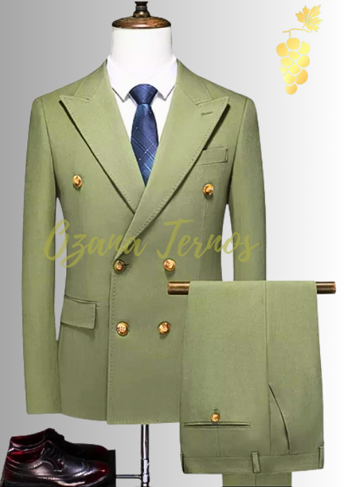 Terno slim Transpassado verde musgo - Ozana ternos