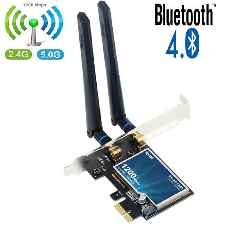 Placa de Rede WiFi Intel 1200 Mbps Dual Band Pci-Ex com Bluetooth - RIKATECH